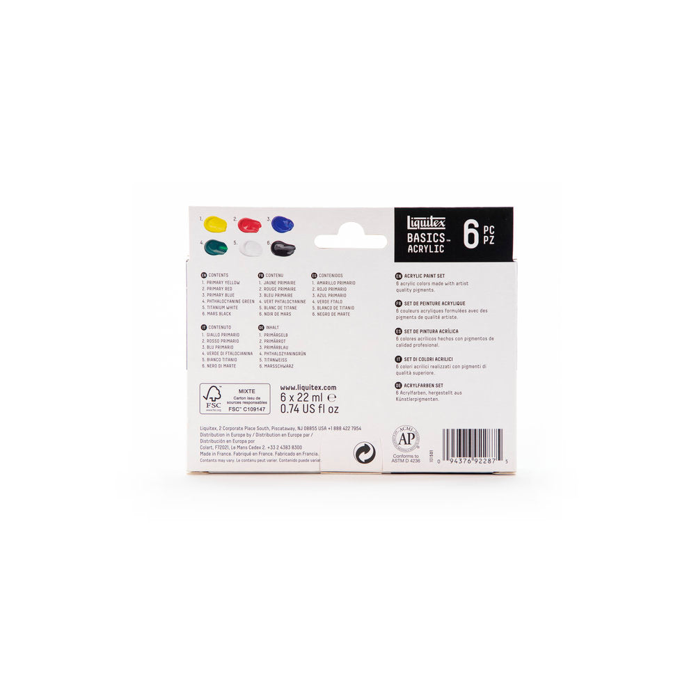 Basics Acrylic Primary Colours Set - 6x22ml – Liquitex